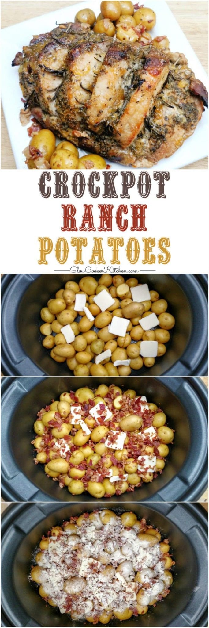 Crock Pot Bacon Ranch Potatoes | SlowCookerKitchen.com