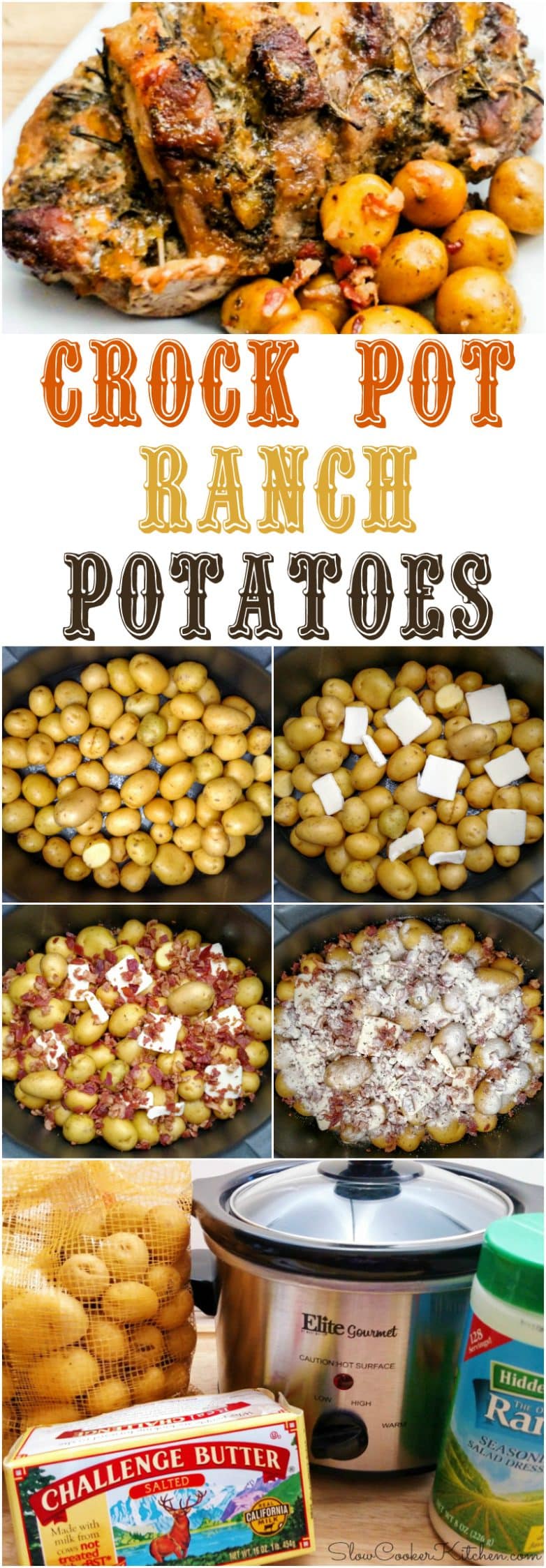 Crock Pot Bacon Ranch Potatoes | SlowCookerKitchen.com